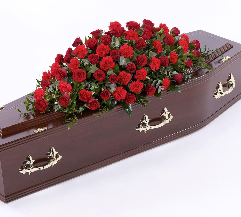 Rose and Carnation Casket Spray Red | Arbour Blooms Florist